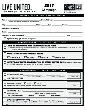 Fillable Online Pledge Form Registration Form Please PRINT legibly ...