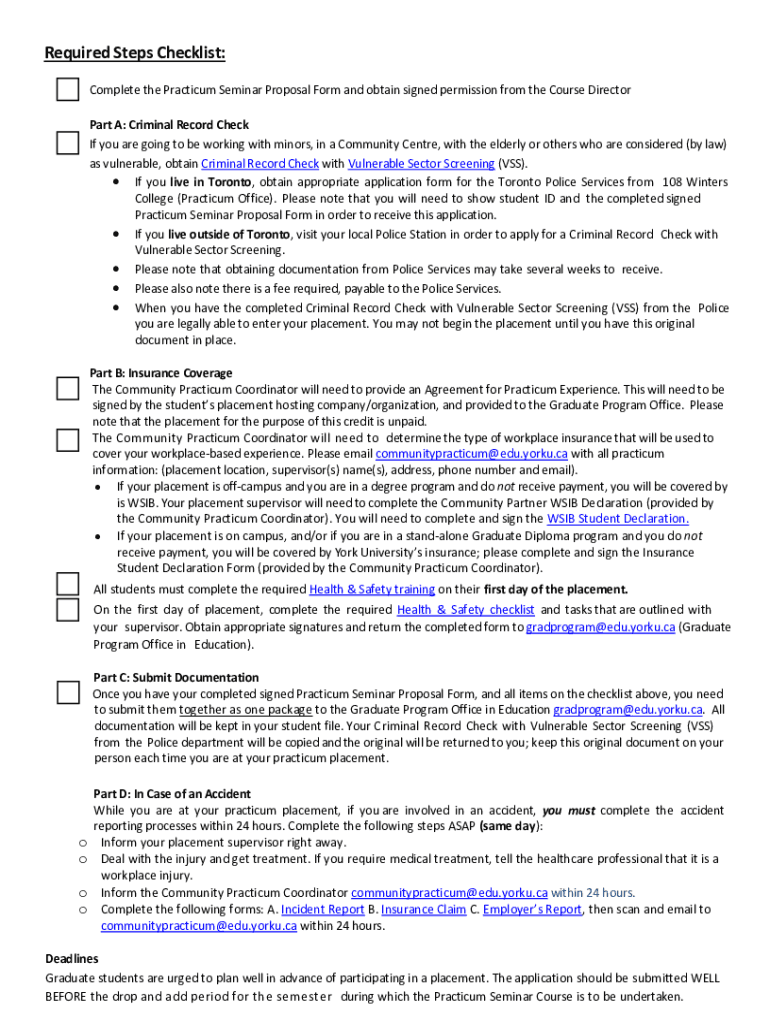 Fillable Online edu yorku Practicum Seminar Proposal Fax Email Print - pdfFiller