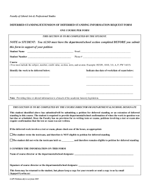 Fillable Online laps yorku DEFERRED STANDING/EXTENSION OF DEFERRED ...