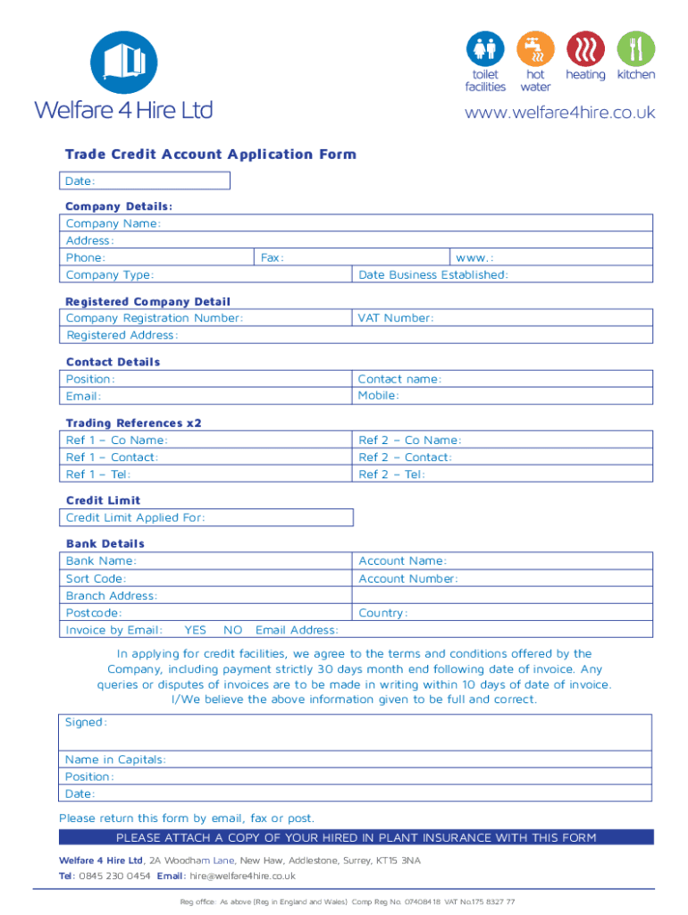 Fillable Online NEW ACCOUNT/CREDIT APPLICATION FORM Fax Email Print ...