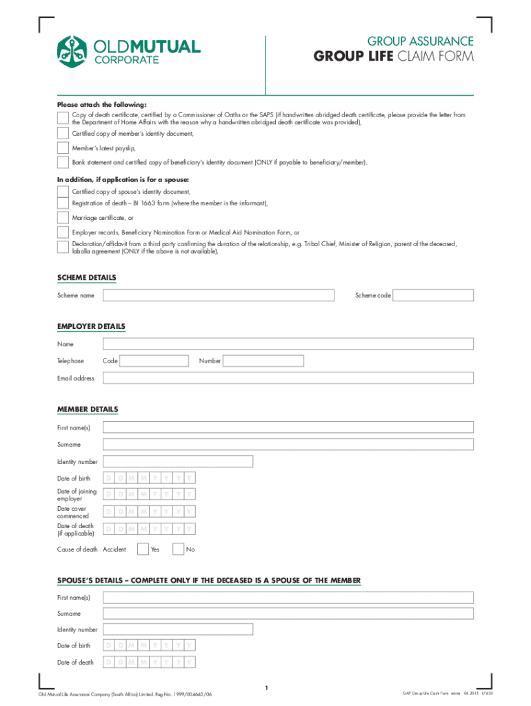 Fillable Online L7625 GAP Group Life Claim Form.pdf Fax Email Print ...