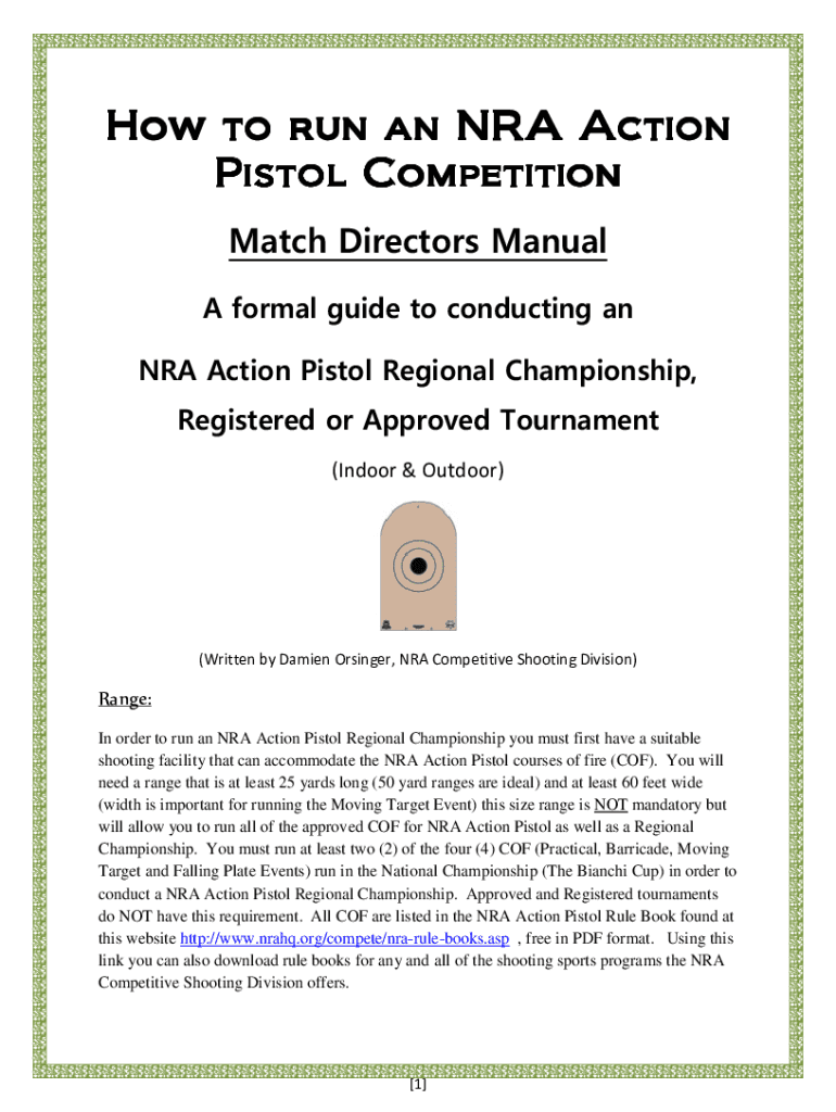 Fillable Online How to run an NRA Action Pistol Competition Match ...