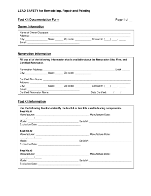Fillable Online Test Kit Documentation Sample Form Fax Email Print ...