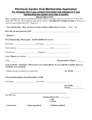 Fillable Online Peninsula Garden Club Membership Application/Renewal ...