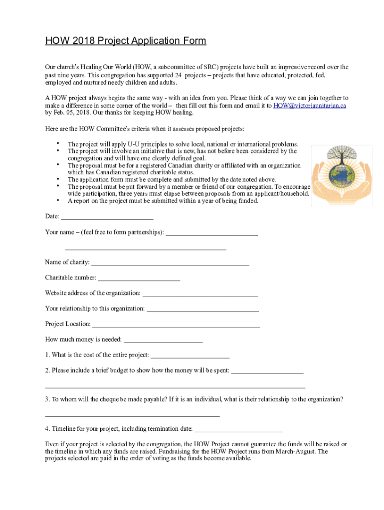 Fillable Online HOW 2018 Project Application Form Fax Email Print ...