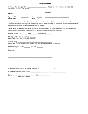 Fillable Online Permission Slip - Princeton Troop 43 - Boy Scouts of ...