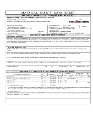 Fillable Online Safety Data Sheet (SDS) Section 1 - Chemical Product and ... Fax Email Print ...