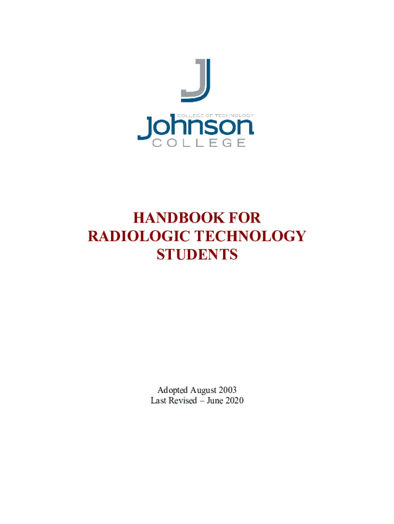 Fillable Online HANDBOOK FOR RADIOLOGIC TECHNOLOGY STUDENTS Fax Email ...