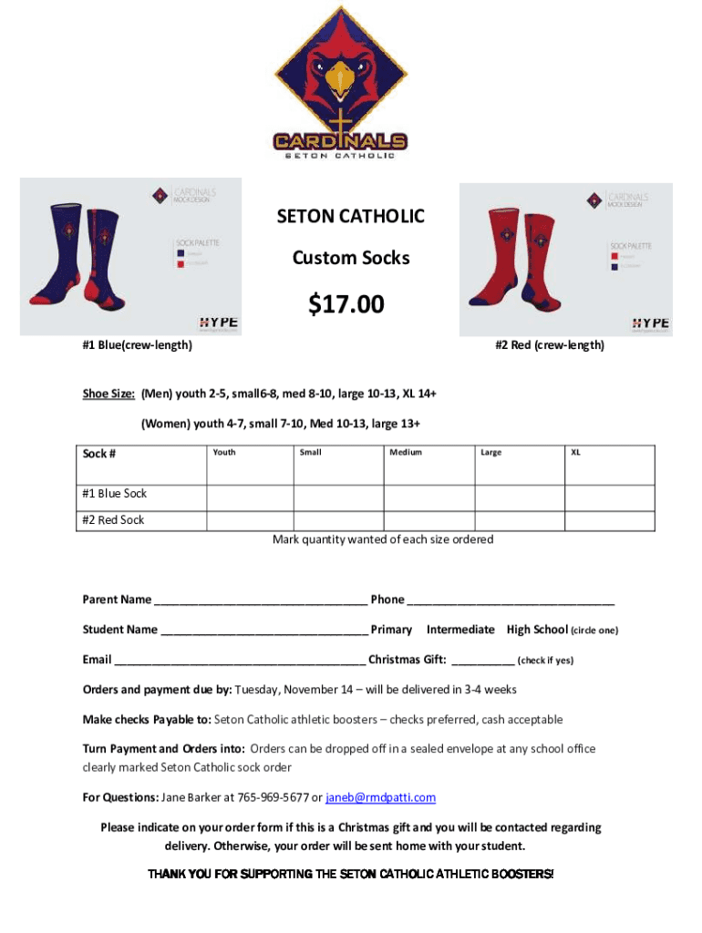 Fillable Online 2017 SC Cardinals sock order form Fax Email Print ...