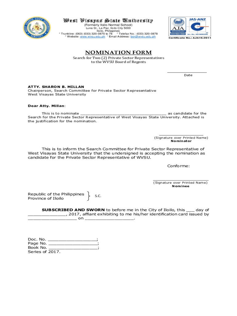 Fillable Online wvsu edu , La Paz, Iloilo City 5000 Fax Email Print - pdfFiller