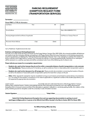 Fillable Online transportation gwu OPER-1718-15 DSS Parking Requirement ...