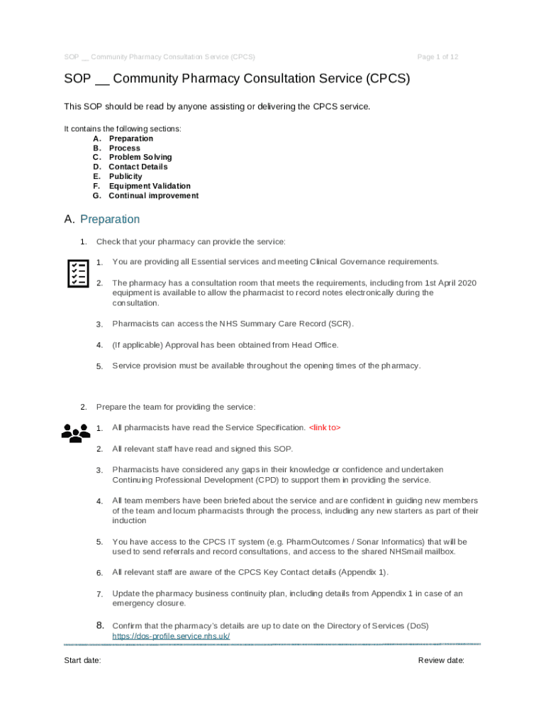 SOP 23 Pharmacy Services Doc Template | pdfFiller