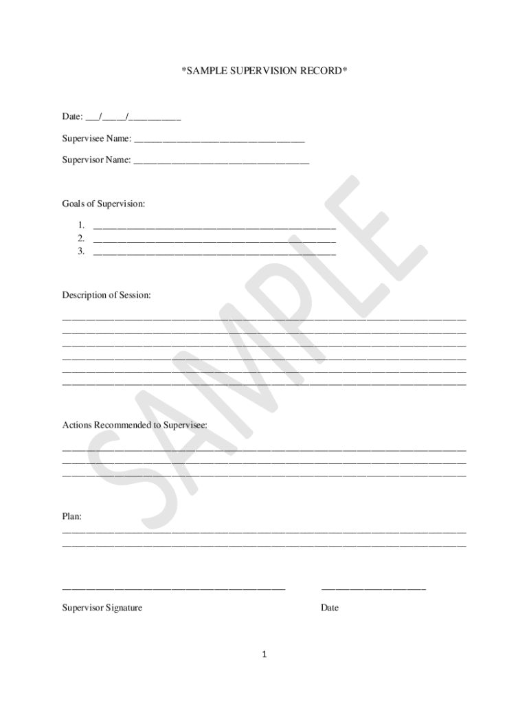 Fillable Online ocdp ohio SAMPLE SUPERVISION RECORD Fax Email Print ...