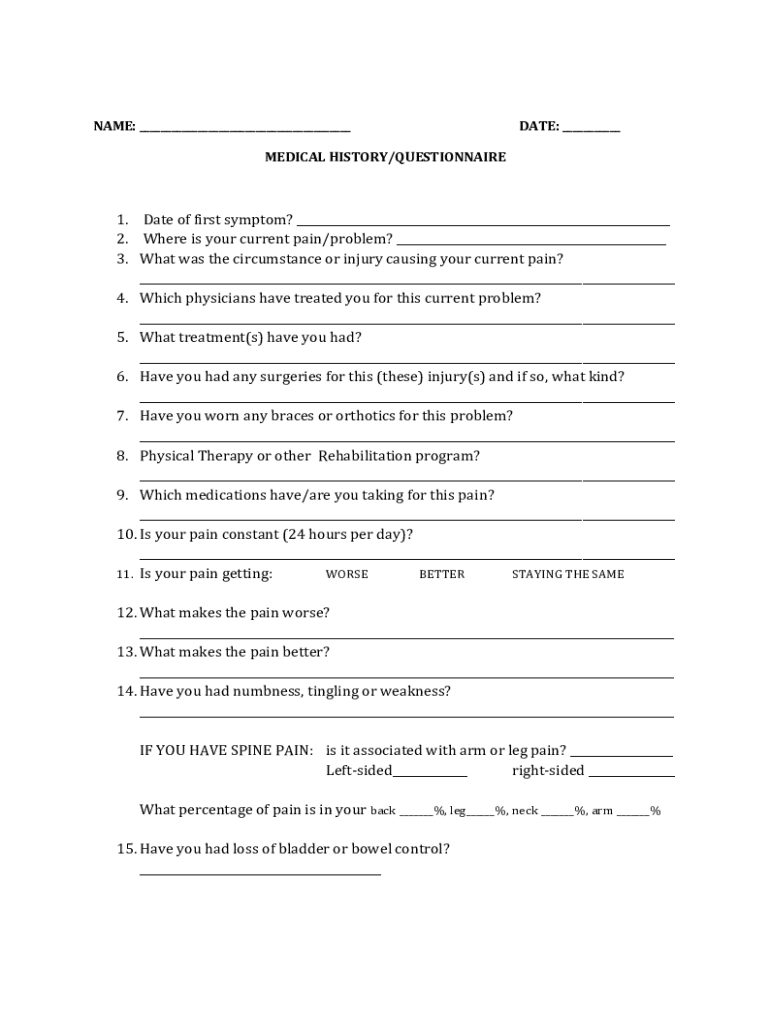 Fillable Online UF Health Breast CenterMedical History Questionnaire ...