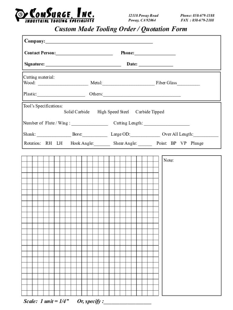Fillable Online Comsurge custom made tooling form.p65 Fax Email Print ...