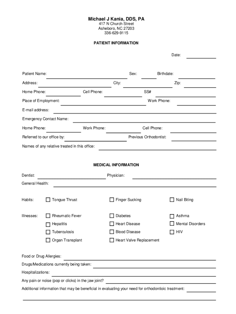 Fillable Online adult patient info sheet Fax Email Print - pdfFiller