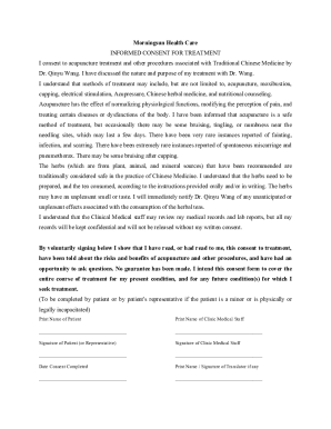 Fillable Online Morningside Acupuncture Informed Consent Form Fax Email ...