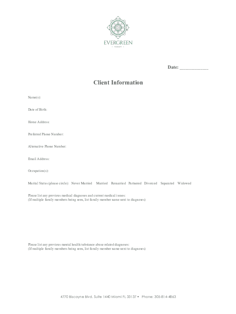 Fillable Online Evergreen Client Information Form Fax Email Print - pdfFiller