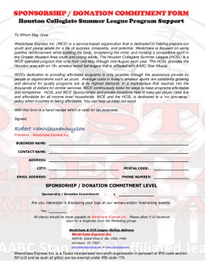 Fillable Online SPONSORSHIP / DONATION COMMITMENT FORM Fax Email Print ...