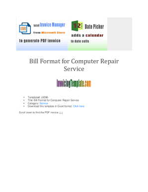 Fillable Online Appliance Repair Service Bill Template Fax Email Print ...