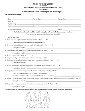 Fillable Online Client Intake Form - Lisa's Healing Center Fax Email ...