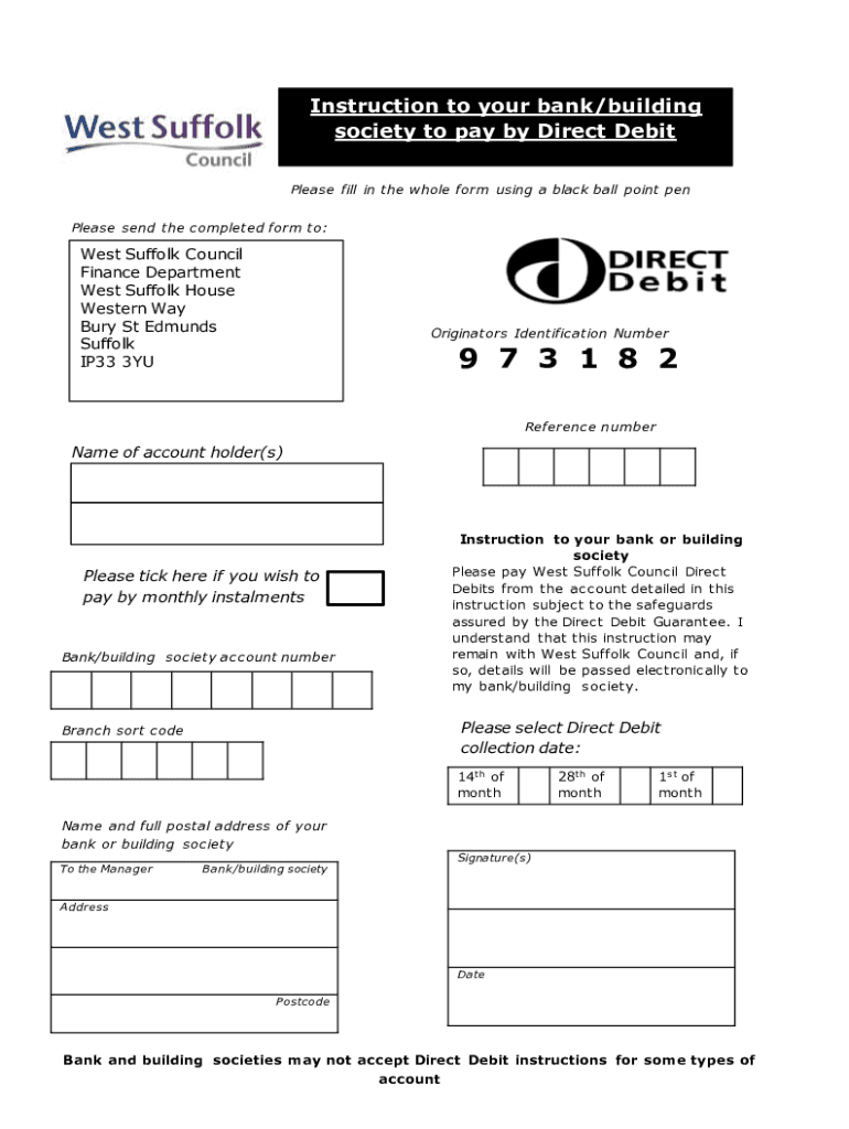 Fillable Online Fillable Online Instruction to your Bank or Building ...