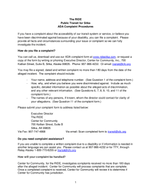 Fillable Online The RIDE Public Transit for Sitka ADA Complaint ...