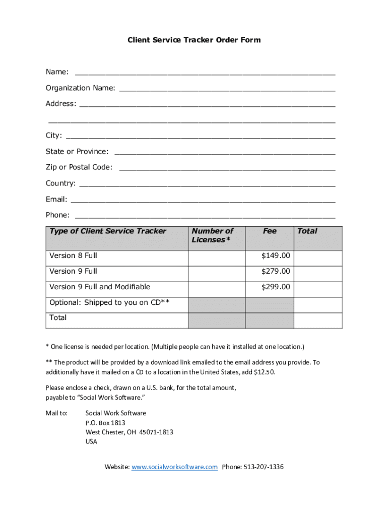 Fillable Online Client Service Tracker Order Form Fax Email Print ...