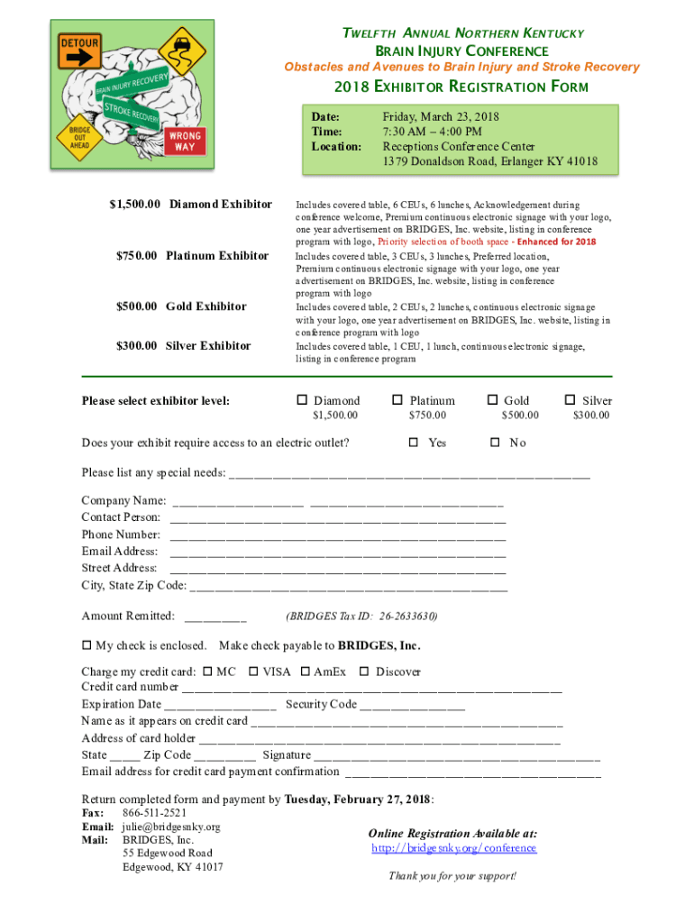 Fillable Online 2018 NKY BI Conf - Exhibitor Registration form only Rev 12-4-171.docx Fax Email ...