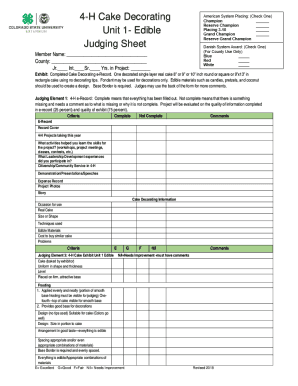 Fillable Online 4-H Cake Decorating Unit 9 Lily Flower Cake Judging Sheet Fax Email Print ...