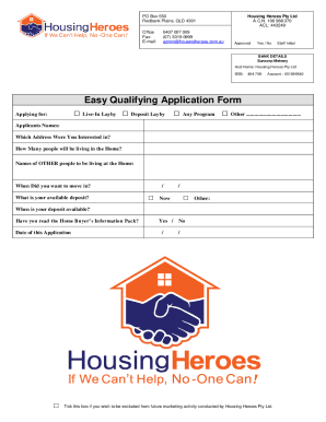 Fillable Online Housing Heroes Application Form Live-In Layby Fax Email ...