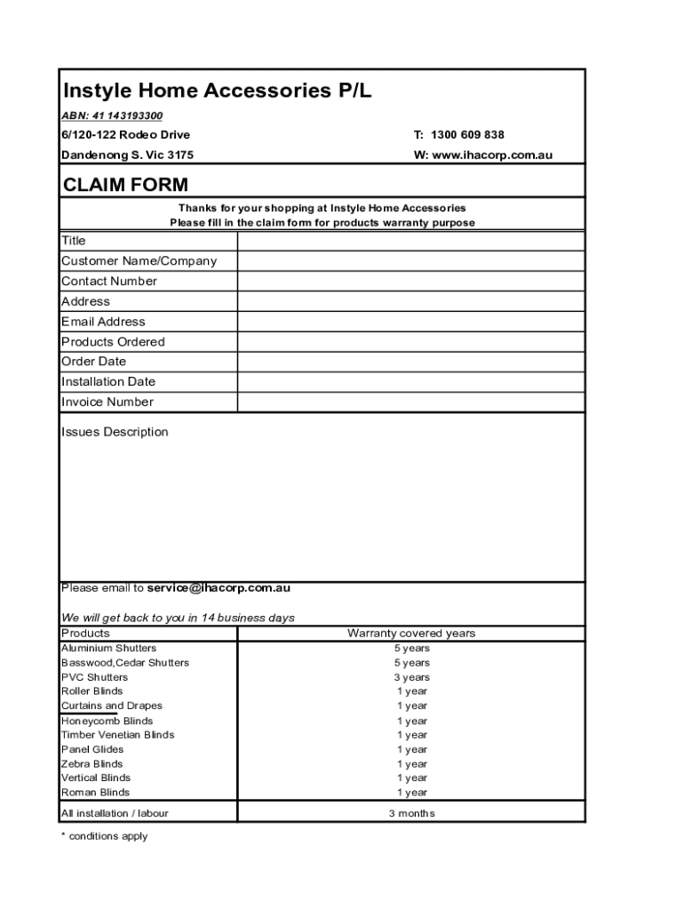 Fillable Online IHA Claim Form Fax Email Print - pdfFiller
