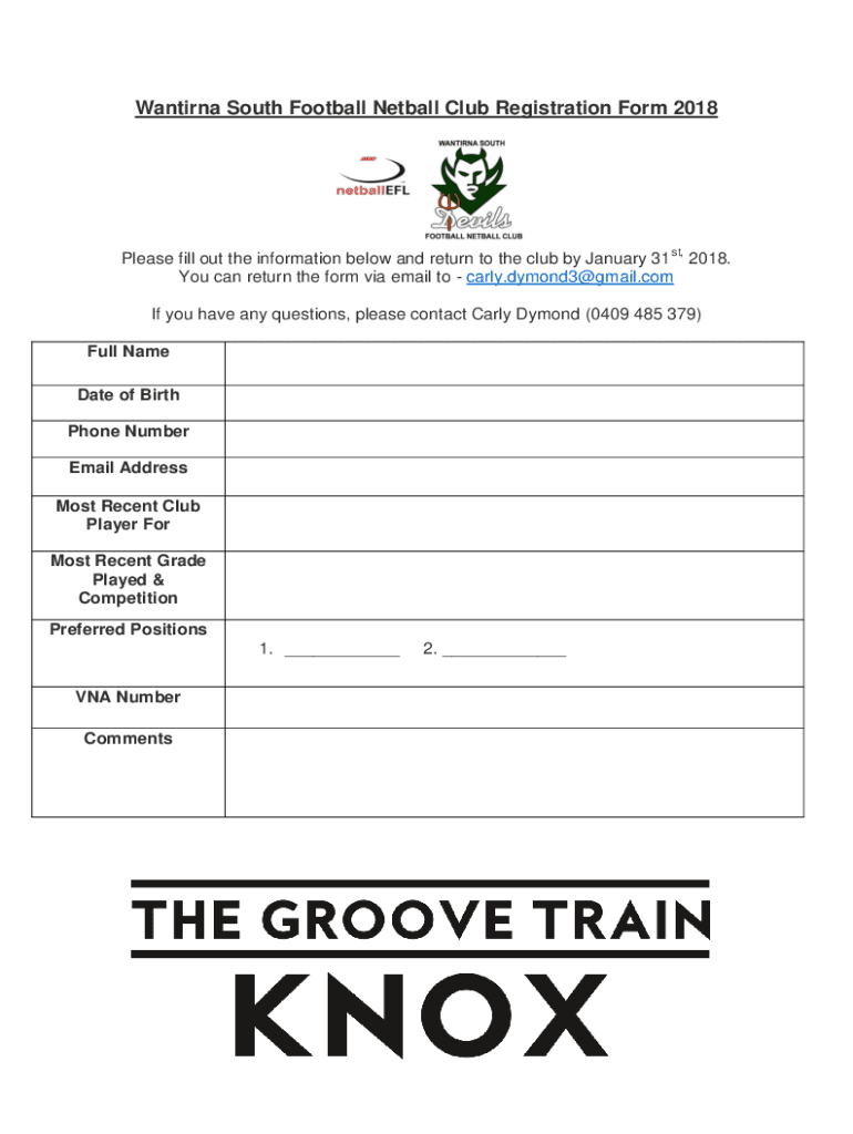 Fillable Online WSNC - Forms and Documents - Wantirna South Netball ...
