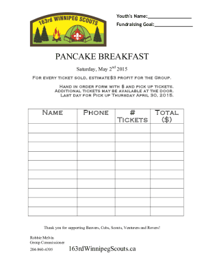 Fillable Online Pancake Ticket Order Form 2015 Fax Email Print - pdfFiller