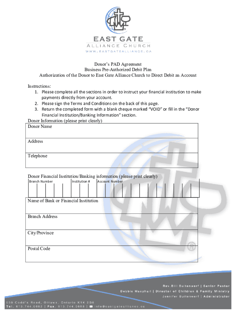 Fillable Online Pre-authorized Debit (PAD) AgreementSaltWire Fax Email Print - pdfFiller