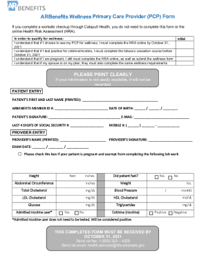 Fillable Online ARBenefits Wellness Primary Care Provider (PCP) Form ...