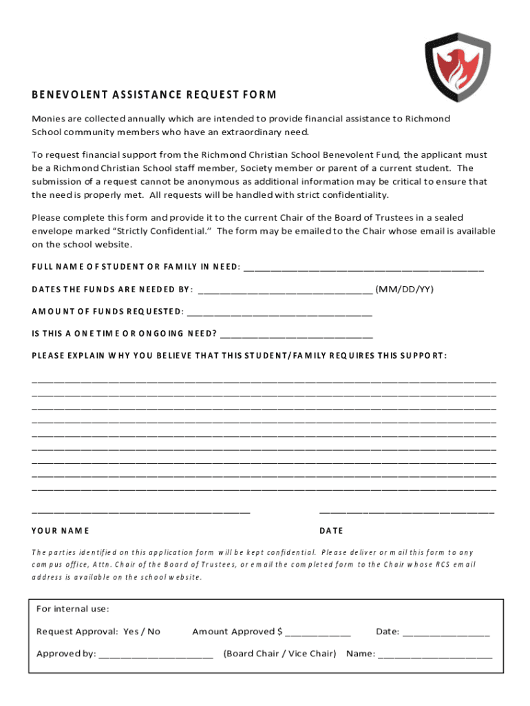 Fillable Online BENEVOLENT ASSISTANCE REQUEST FORM 2014-15 - myrcs.ca ...