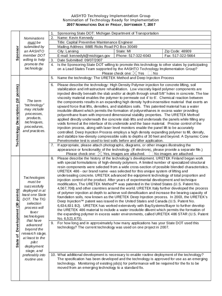 AASHTO Technology Implementation Group Nomination of ... - web ...