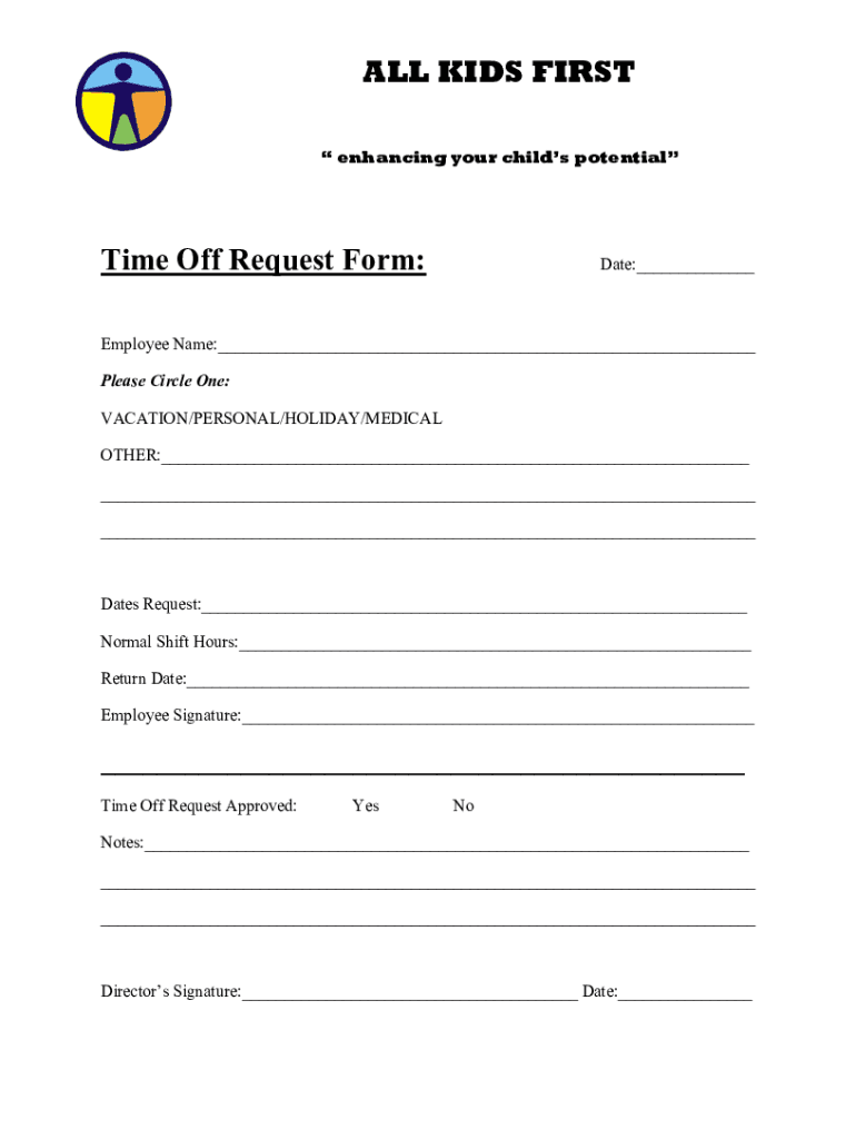 Fillable Online AKF Time Off Request Form Fax Email Print - pdfFiller