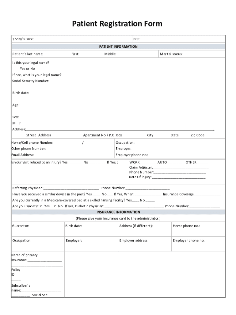 Fillable Online Rochester Family Medicine PC PATIENT REGISTRATION FORM Fax Email Print - pdfFiller