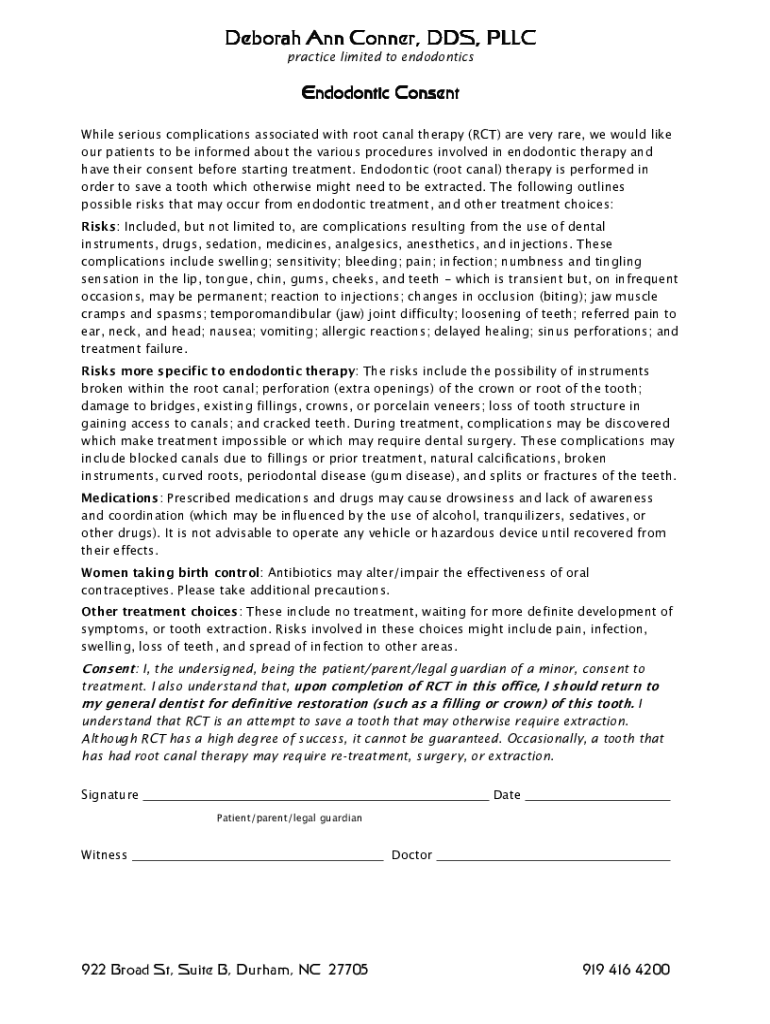 Fillable Online Form 5 - Endodontic Consent Fax Email Print - pdfFiller