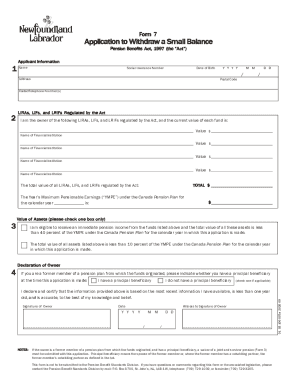 Fillable Online Form 7 Application to Withdraw a Small Balance Fax Email Print - pdfFiller