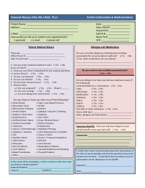 Fillable Online Dizziness & Balance Medical History Questionnaire Fax ...