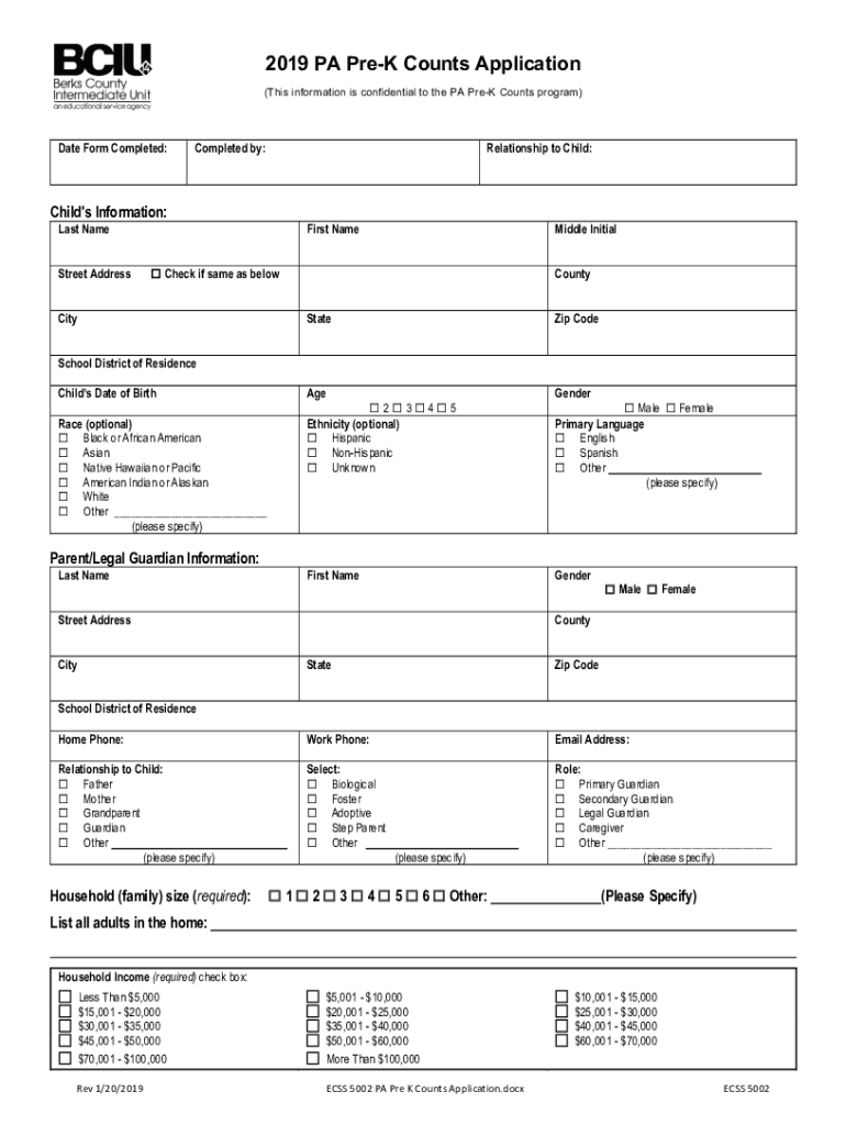 Fillable Online Pre-K Counts Application Checklist Fax Email Print ...