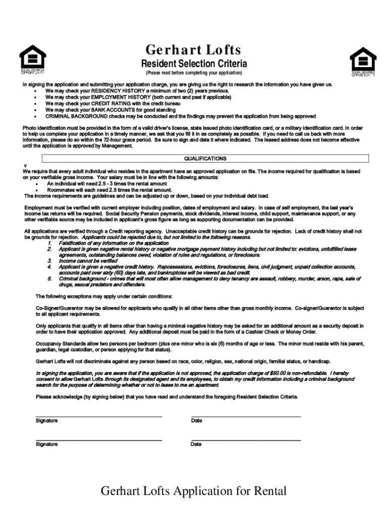Fillable Online Overview of Tenant Selection Process and Sample ...