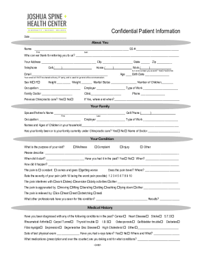 Fillable Online JOSHUA SPINE INTAKE FORMS Online.docx Fax Email Print ...