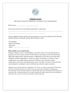 Fillable Online Dental Treatment Informed Consent Form - ROOT CANAL Fax ...