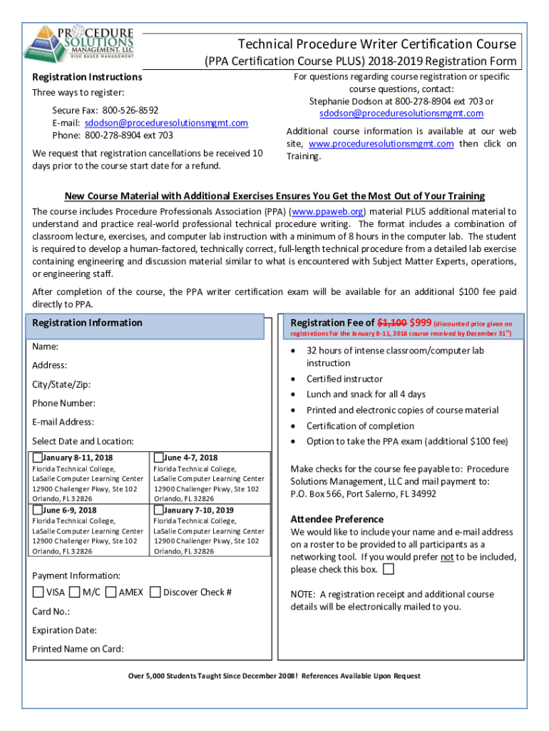 Fillable Online ServicesProcedure Writer Certification - ATR Fax Email ...