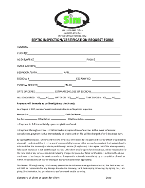 Fillable Online SEPTIC CERTIFICATION REQUEST FORM 7 26 17 REV B (3) Fax ...