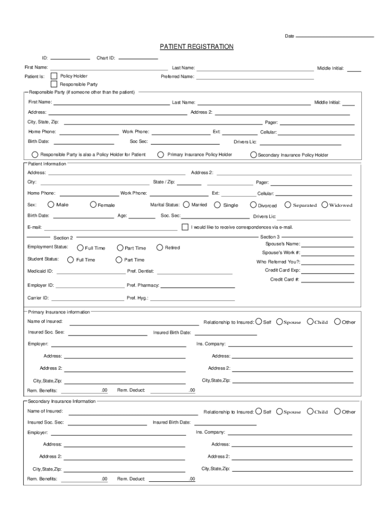 Fillable Online PATIENT INFORMATION RESPONSIBLE PARTY ... Fax Email ...